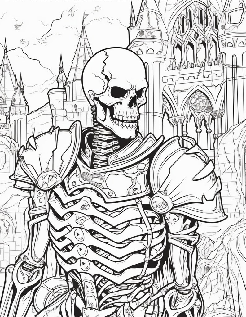 111 Halloween Skeletons Adult Coloring Pages Amazon KDP Coloring Book ...