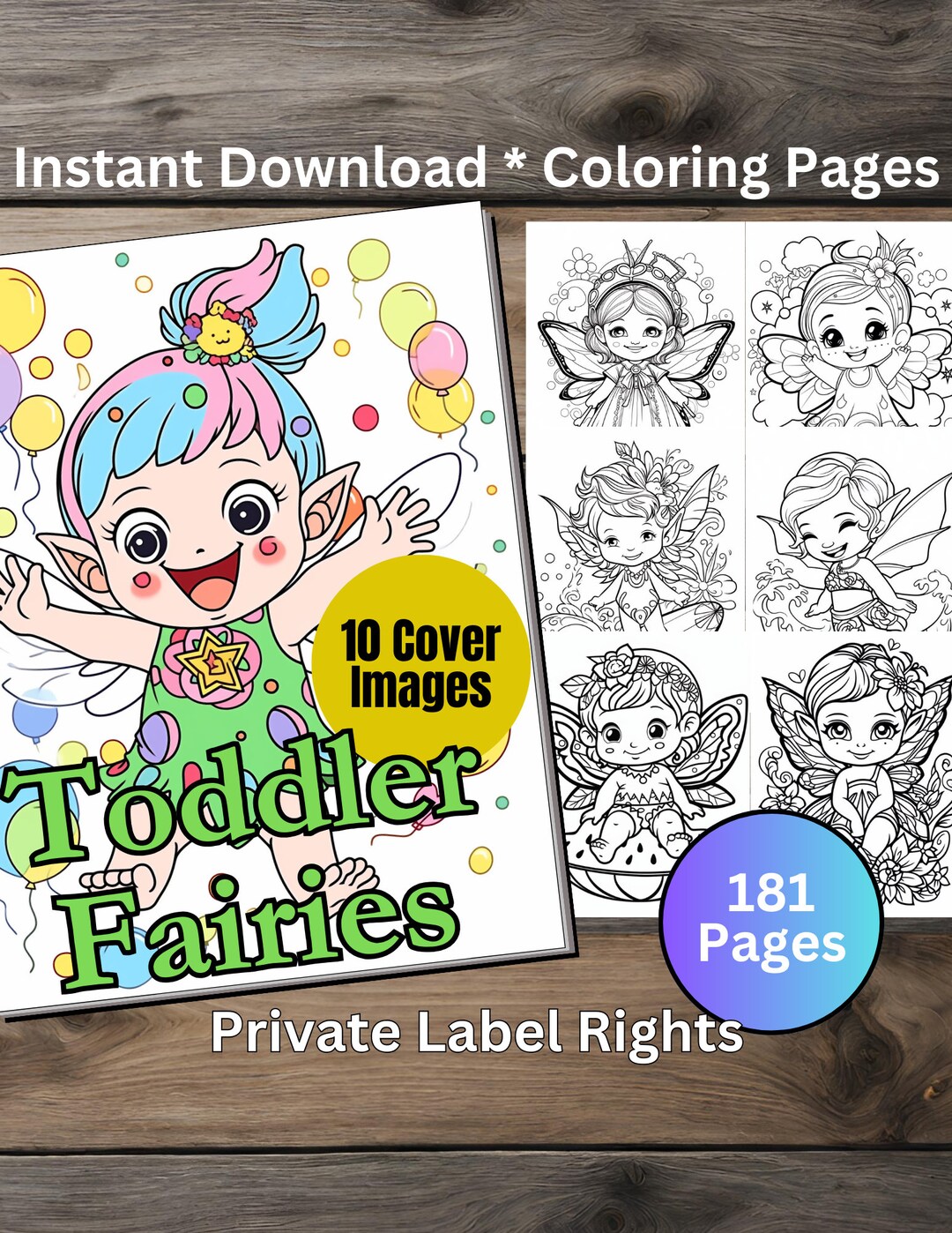 181 Toddler Fairies Coloring Book Pages Plus 10 Cover Images Printable ...