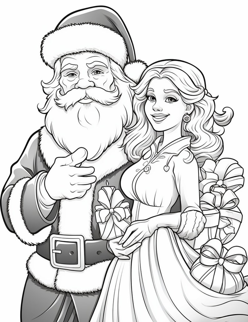 163 Santa Coloring Pages Printable Edit in Canva PNG JPG PDF Coloring ...