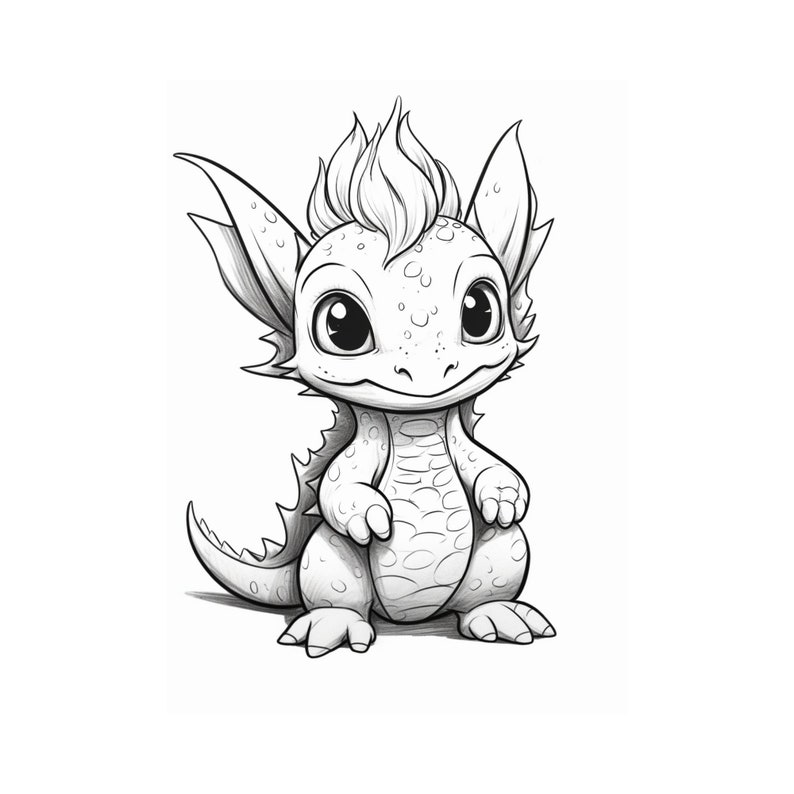 150 Kawaii Baby Dragon Coloring Pages to Use or Sell Wall Art Templates ...