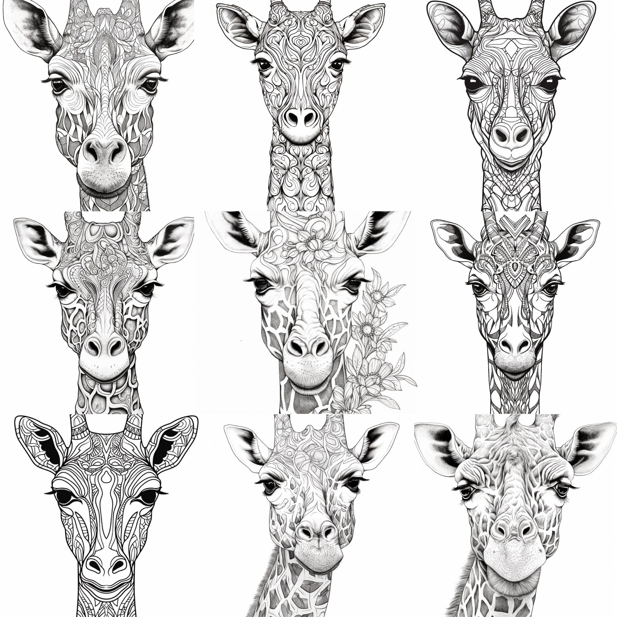 64 Giraffe Mandala Coloring Pages to Use or Sell Wall Art - Etsy