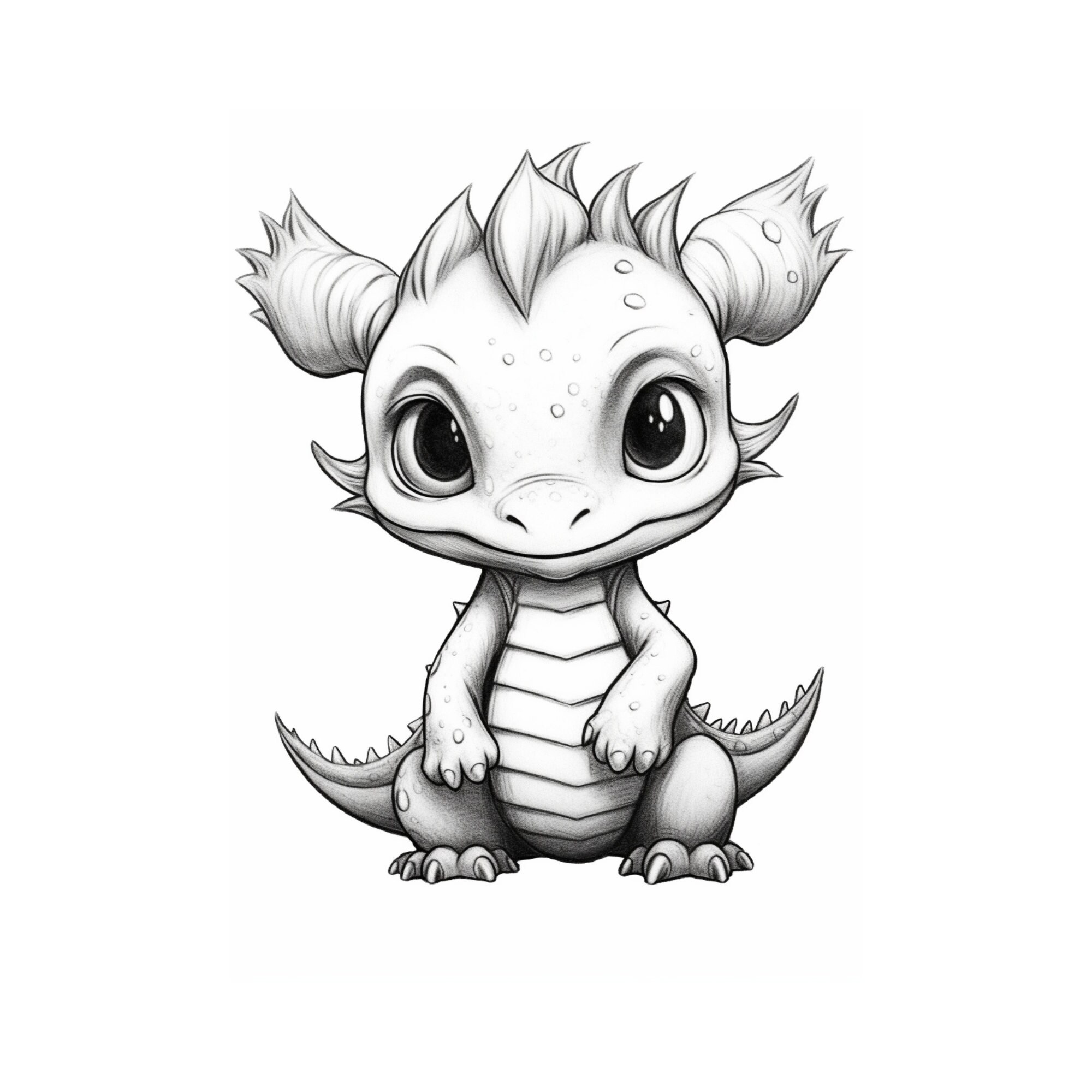 150 Kawaii Baby Dragon Coloring Pages to Use or Sell Wall Art Templates ...