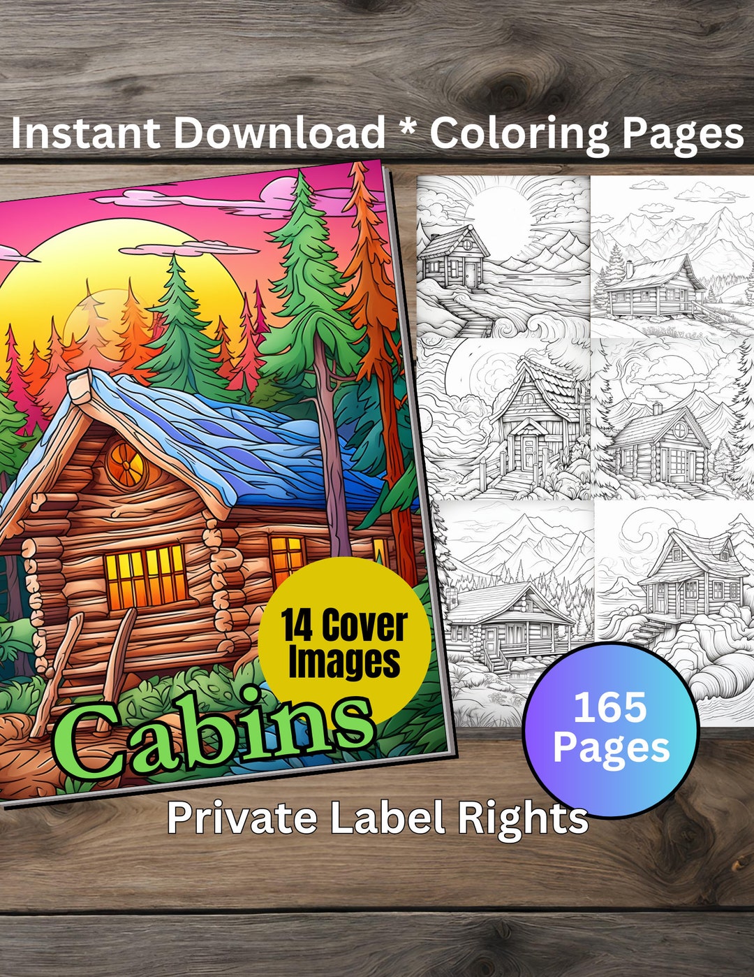 165 Cabin Coloring Book Pages Plus 14 Cover Images Printable Edit in ...