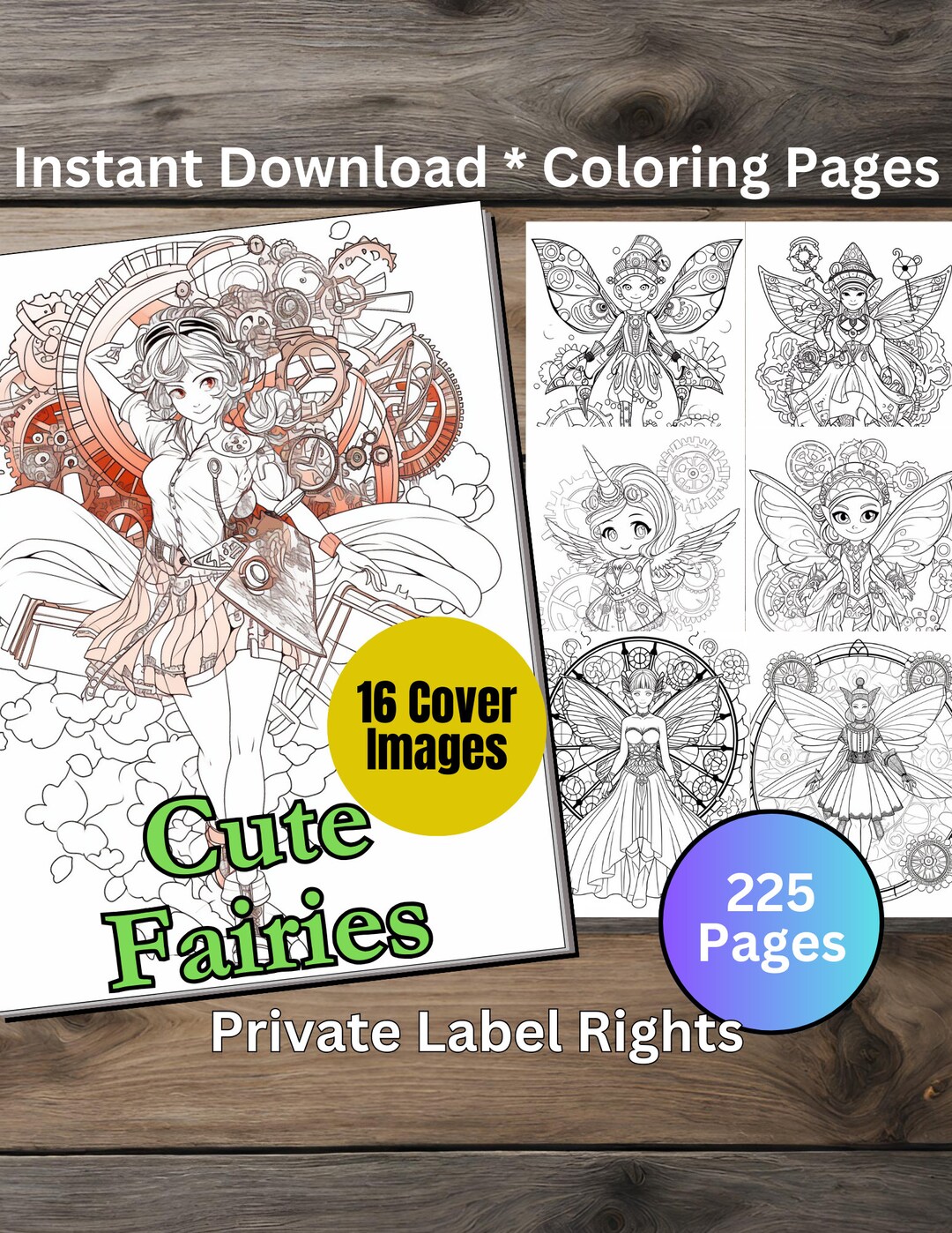 225 Cute Fairies Coloring Book Pages Plus 16 Cover Images Printable ...