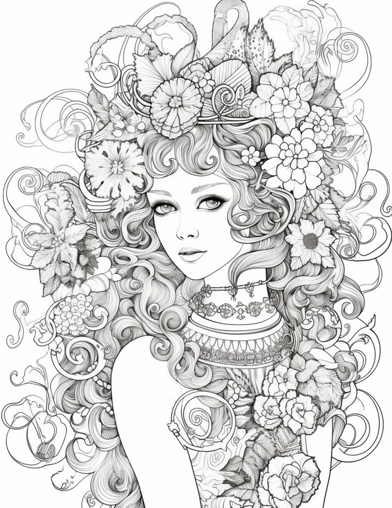 57 Hair Patterns Coloring Book Pages Printable Edit in Canva PNG JPG ...