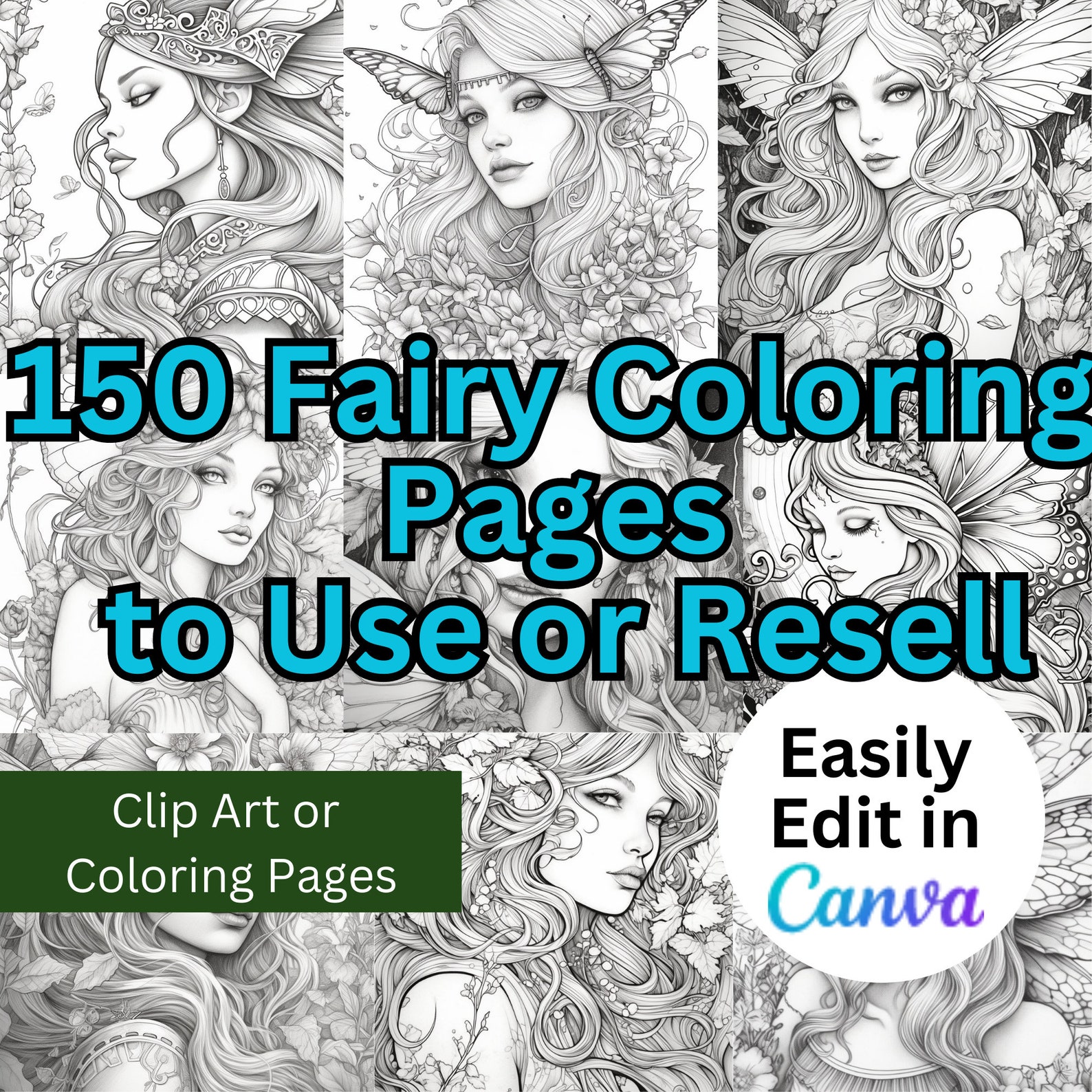 Fantasy Bundle 150 X 3 Coloring Pages PLR. Fairies Castles - Etsy