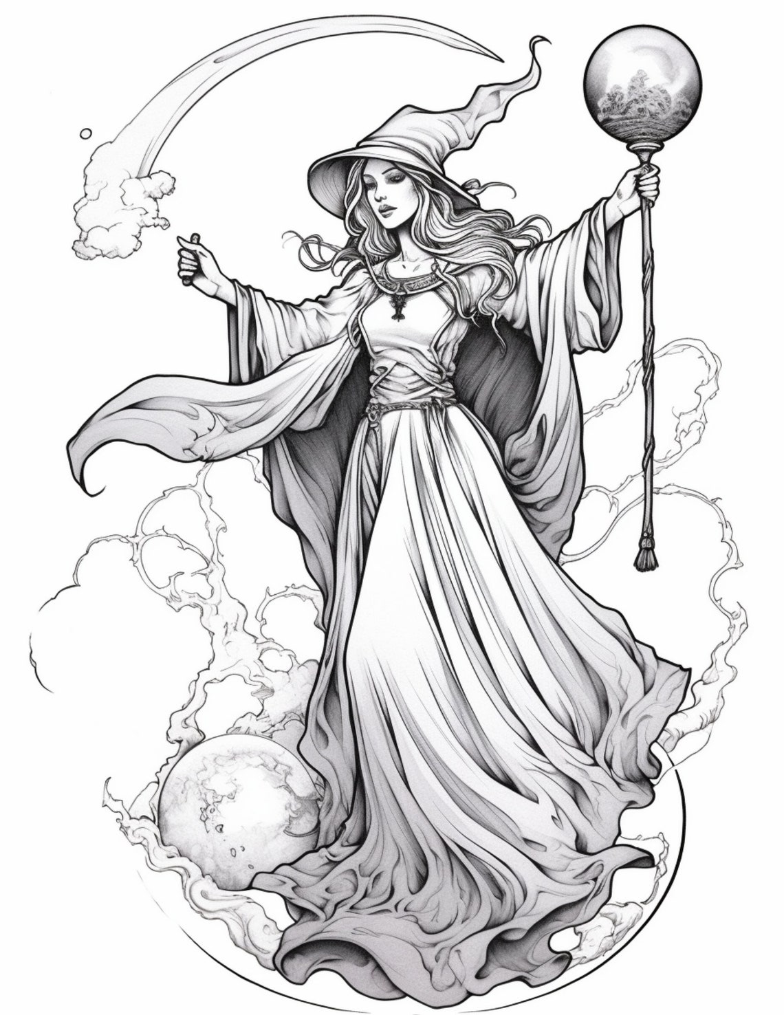 223 Witchcraft Coloring Book Pages Printable Edit in Canva PNG - Etsy