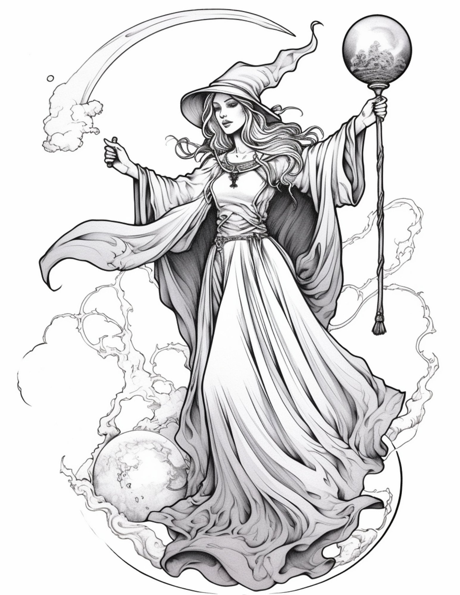 223 Witchcraft Coloring Book Pages Printable Edit in Canva PNG JPG PDF ...