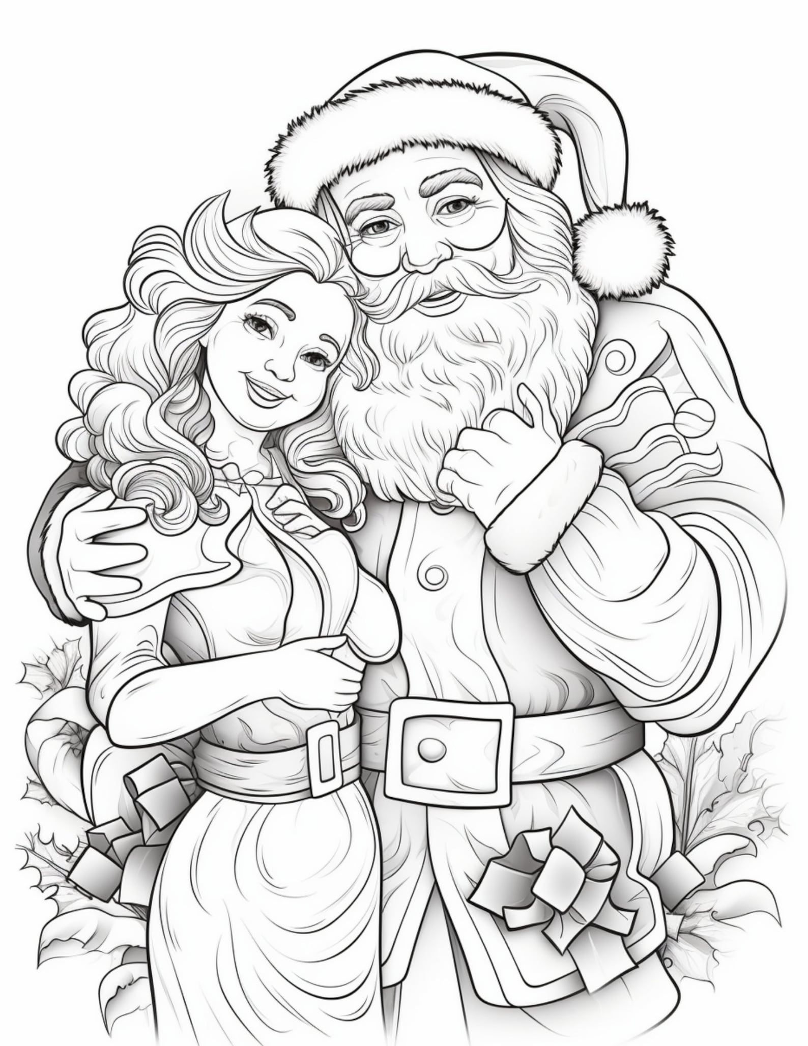 163 Santa Coloring Pages Printable Edit in Canva PNG JPG PDF Coloring ...