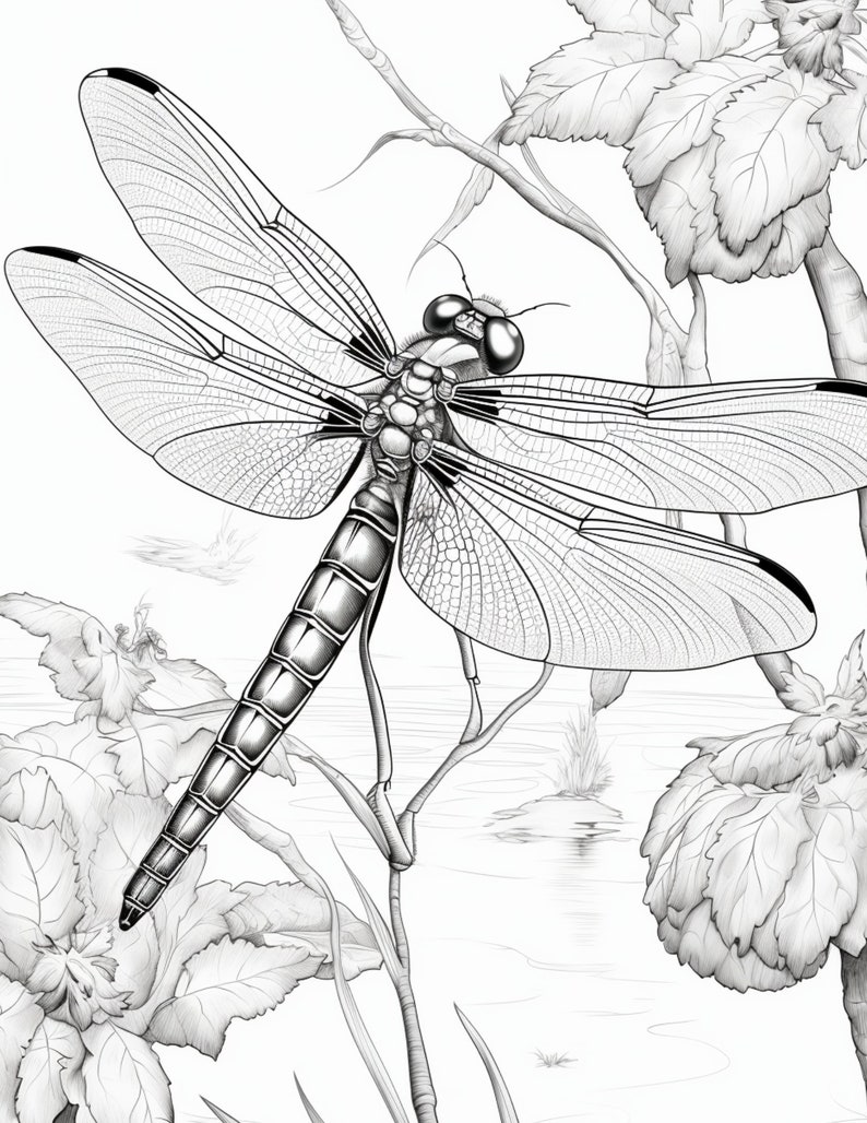 36 Dragonflies Coloring Book Pages Plus 2 Cover Images - Etsy