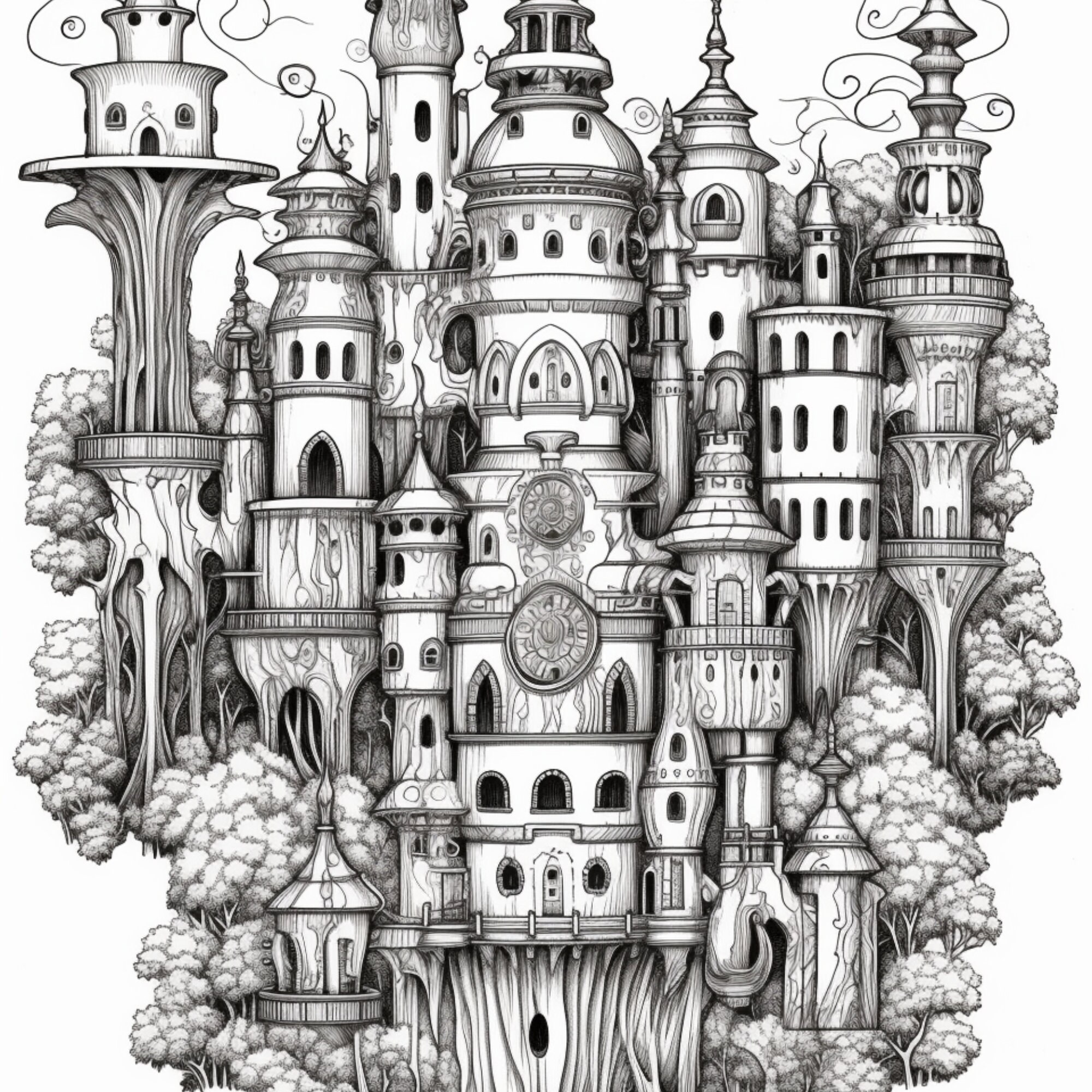 Fantasy Bundle 150 X 3 Coloring Pages PLR. Fairies, Castles, and Baby ...