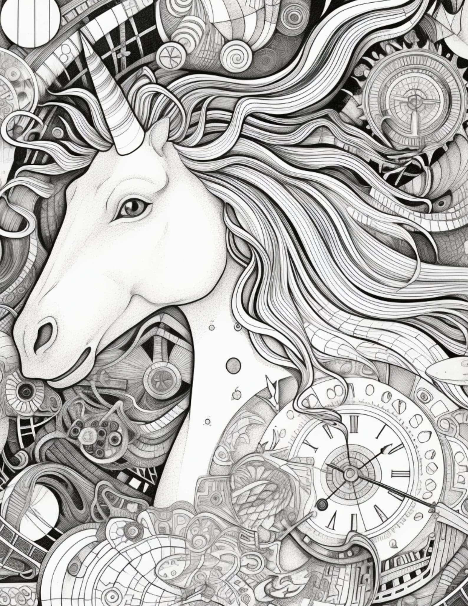 150 Magical Unicorns Coloring Book Pages Plus 6 Cover Images Printable ...