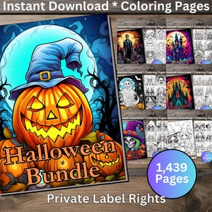 Halloween 1439 Adult Coloring Pages PLR Bundle Amazon KDP Coloring Book ...