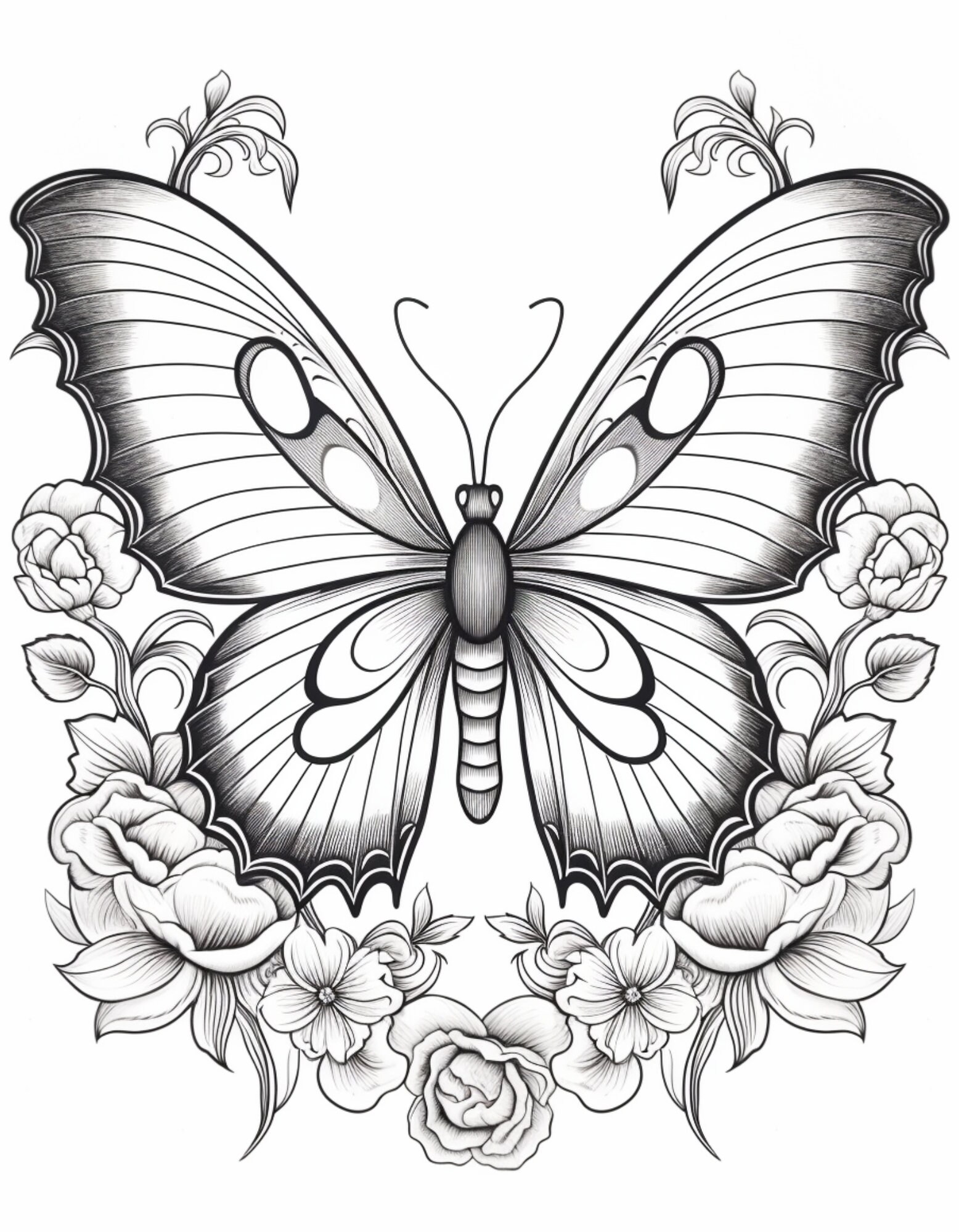 151 Butterfly Adult Coloring Pages Amazon KDP Coloring Book Publishing ...