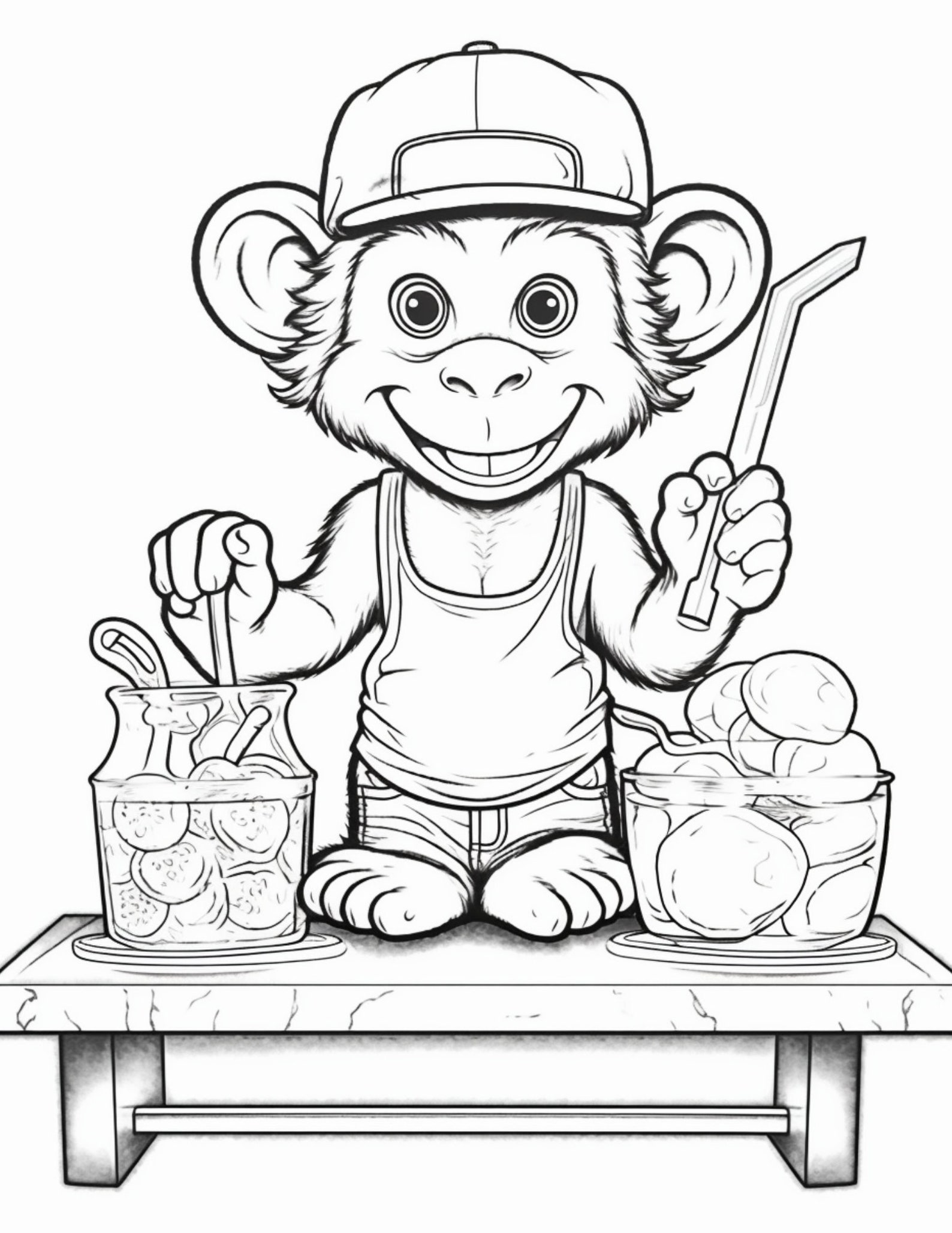 221 Cute Kawaii Monkeys Coloring Book Pages Amazon KDP Halloween ...