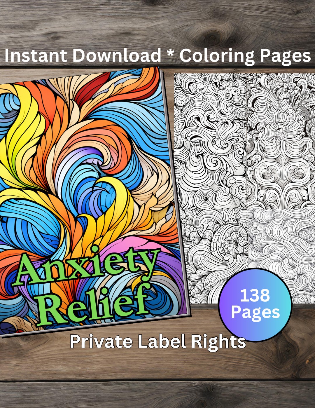 138 Anxiety Relief Coloring Book Pages Printable Edit in Canva PNG JPG ...