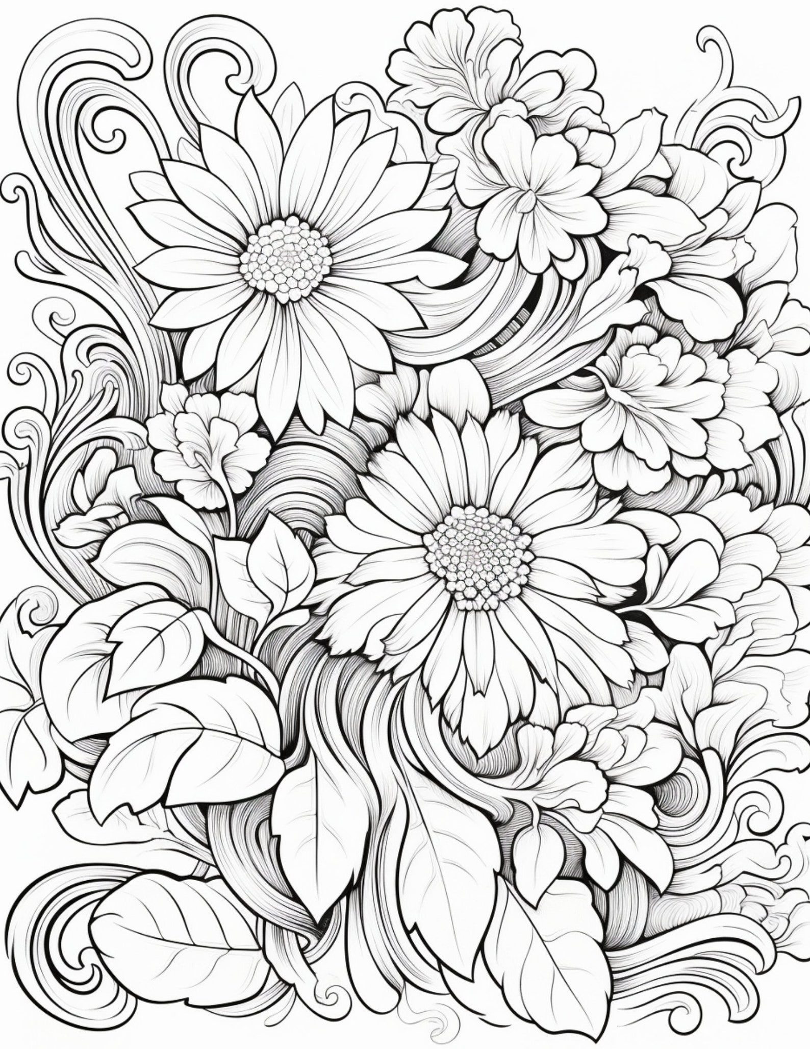 46 Floral Patterns Coloring Book Pages Printable Edit in Canva PNG JPG ...