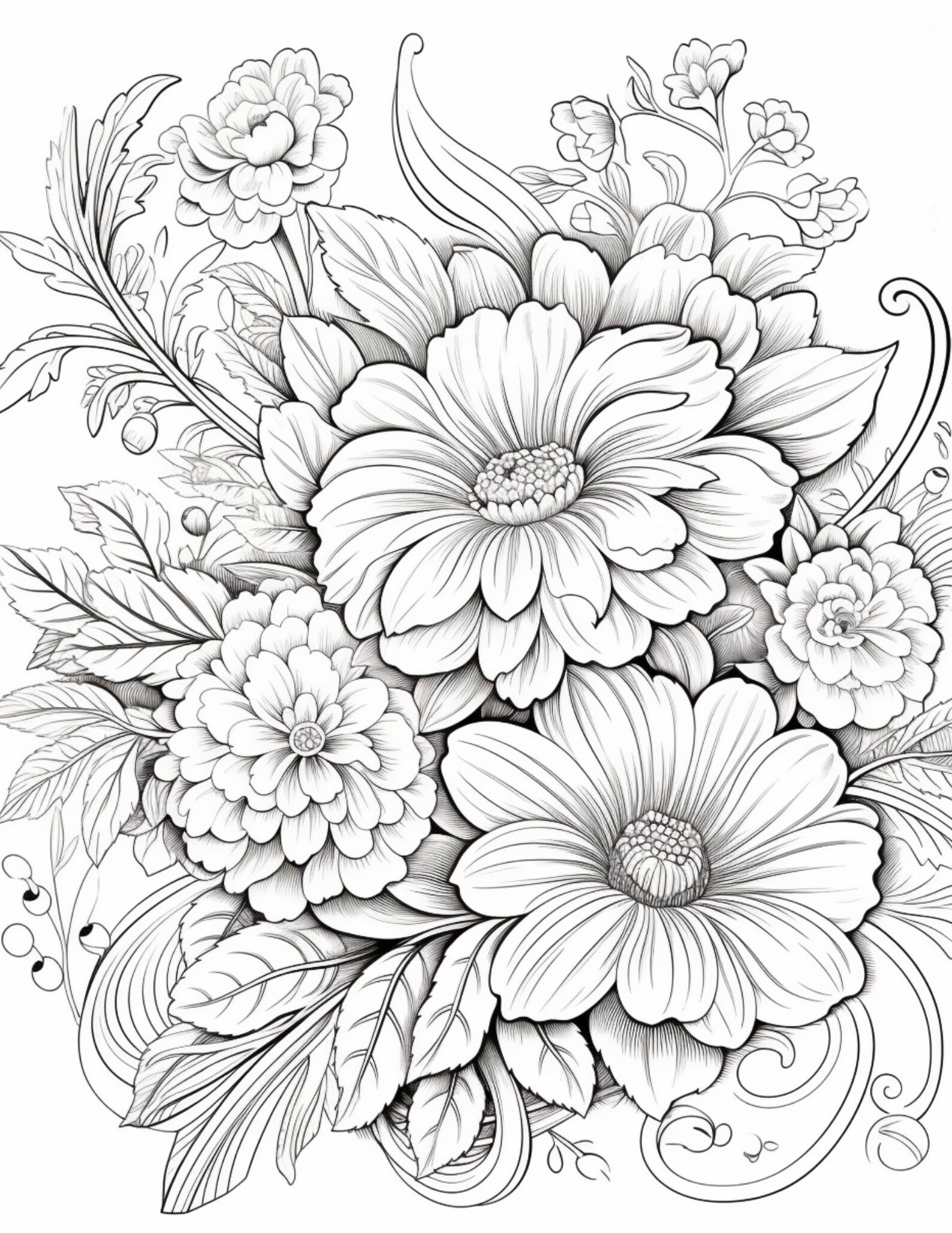 46 Floral Patterns Coloring Book Pages Printable Edit in Canva PNG JPG ...