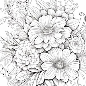 46 Floral Patterns Coloring Book Pages Printable Edit in Canva PNG JPG ...