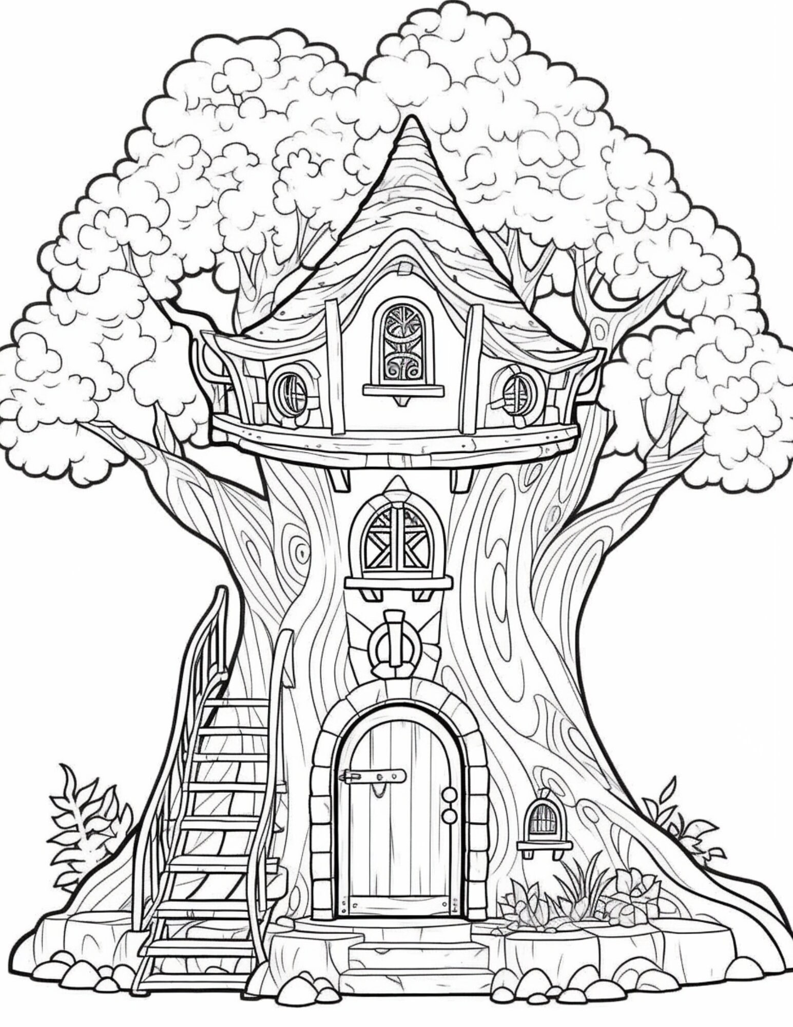 181 Tree Houses Coloring Book Pages Plus 9 Cover Images Printable Edit ...