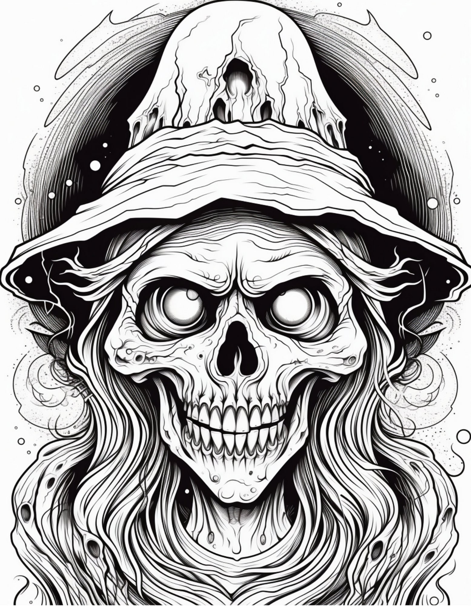 134 Halloween Undead Witches Adult Coloring Pages Amazon KDP Coloring ...