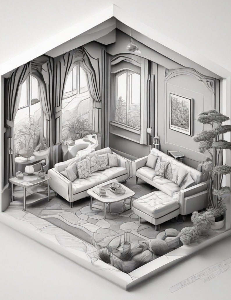 Pocket Rooms Aesthetic Isometric Coloring Book Pages Plus 16 Cover ...