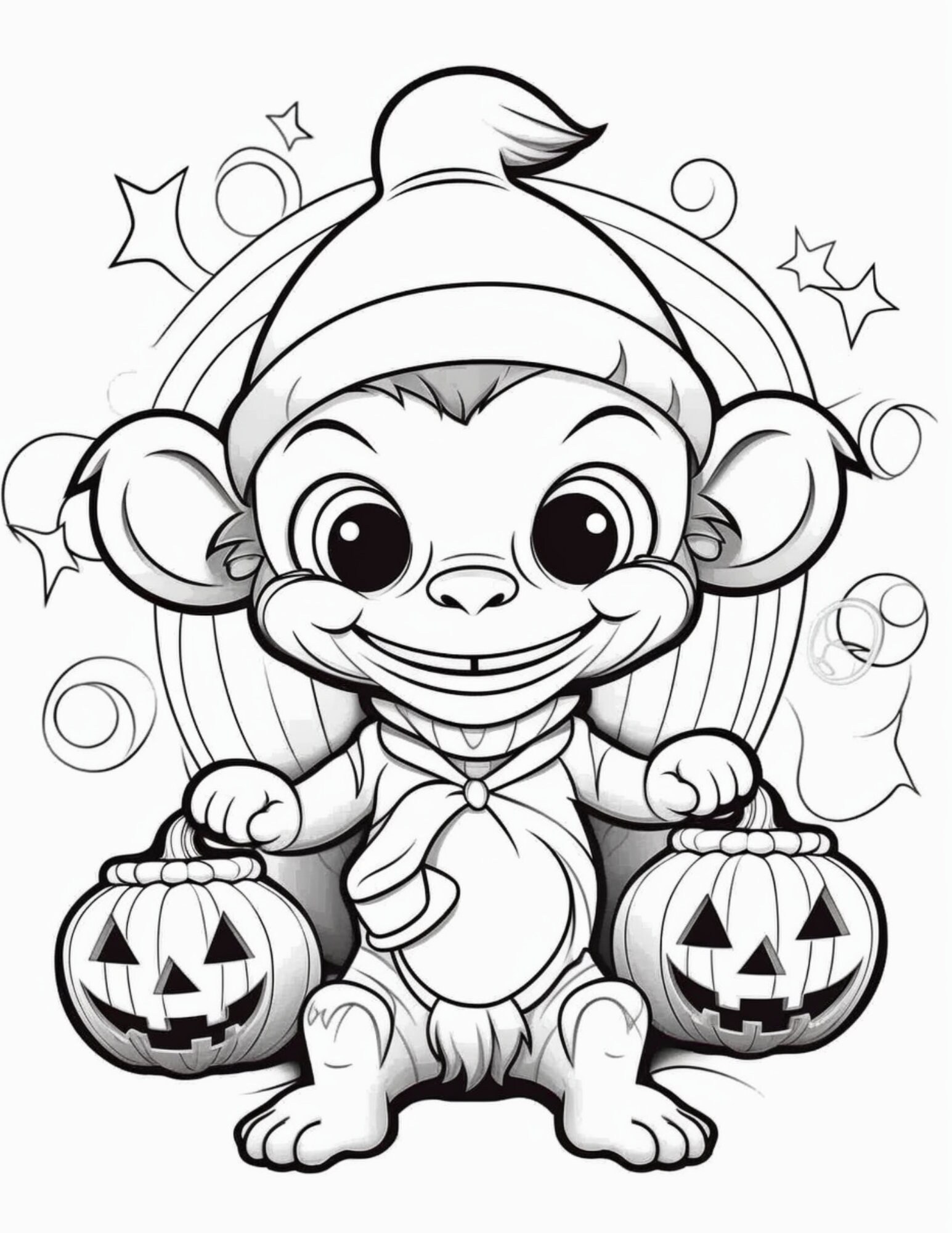 221 Cute Kawaii Monkeys Coloring Book Pages Amazon KDP Halloween ...