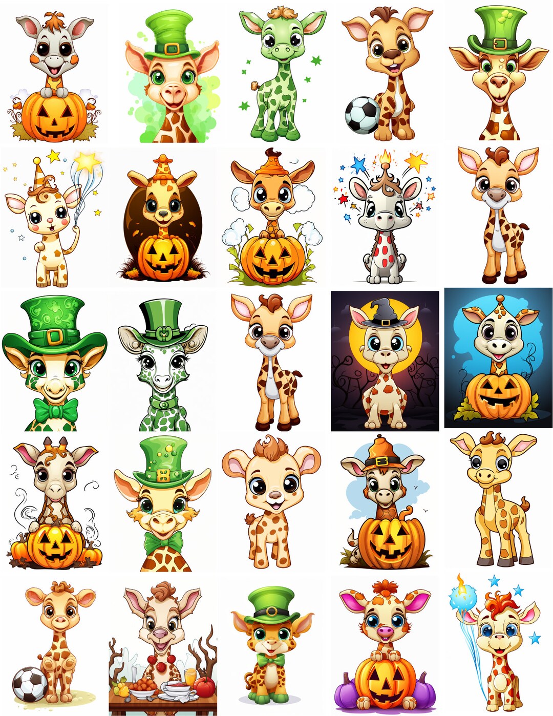Kawaii Giraffes Kids Sublimation Graphics Bundle Amazon - Etsy