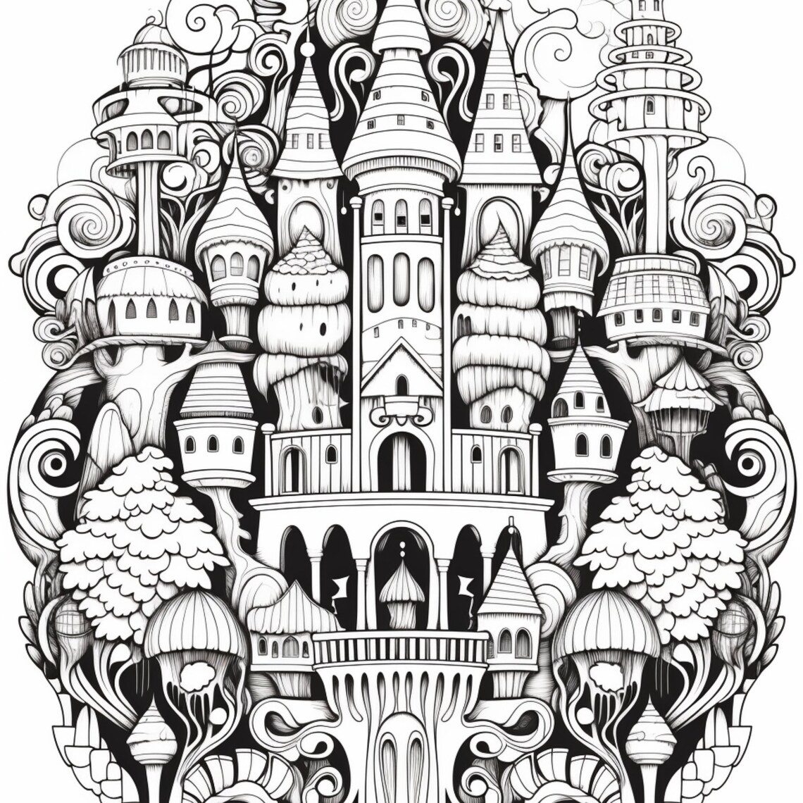 Fantasy Bundle 150 X 3 Coloring Pages PLR. Fairies, Castles, and Baby ...