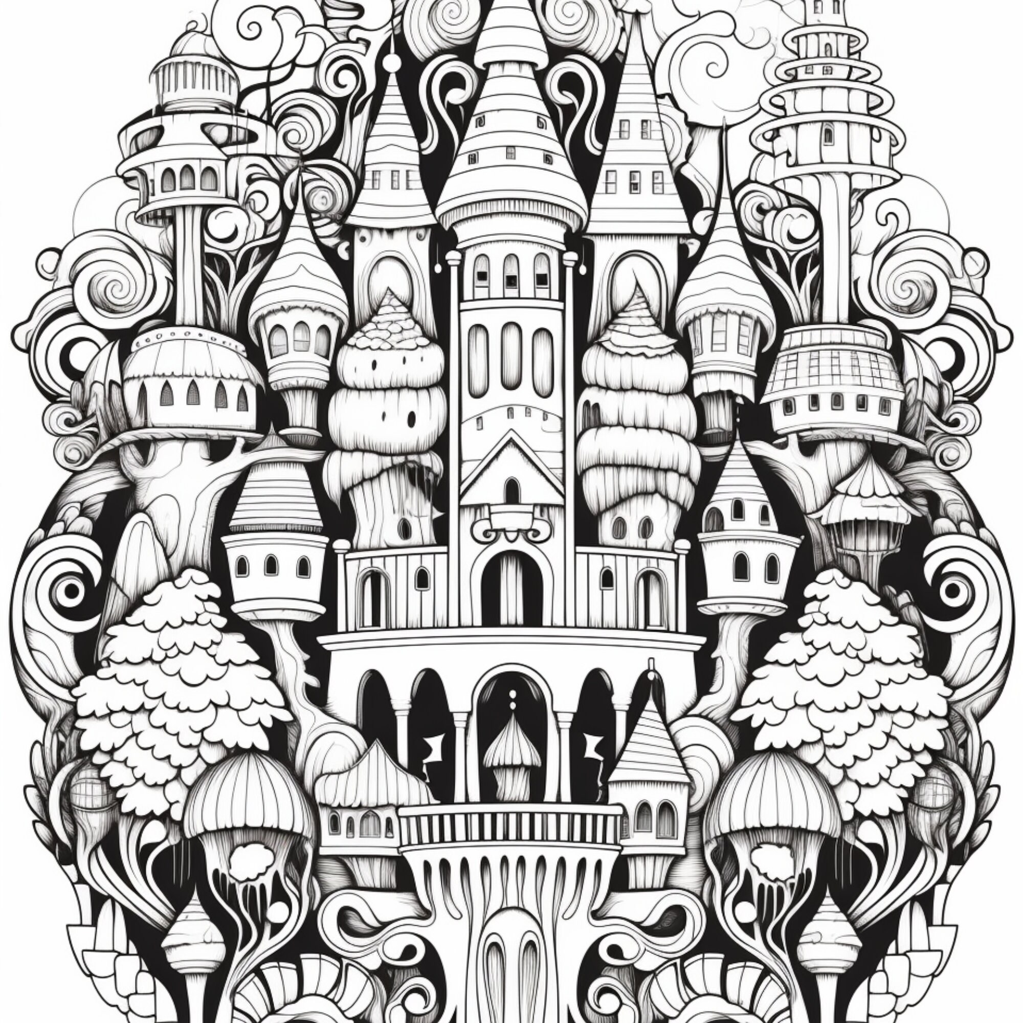 Fantasy Bundle 150 X 3 Coloring Pages PLR. Fairies, Castles, and Baby ...