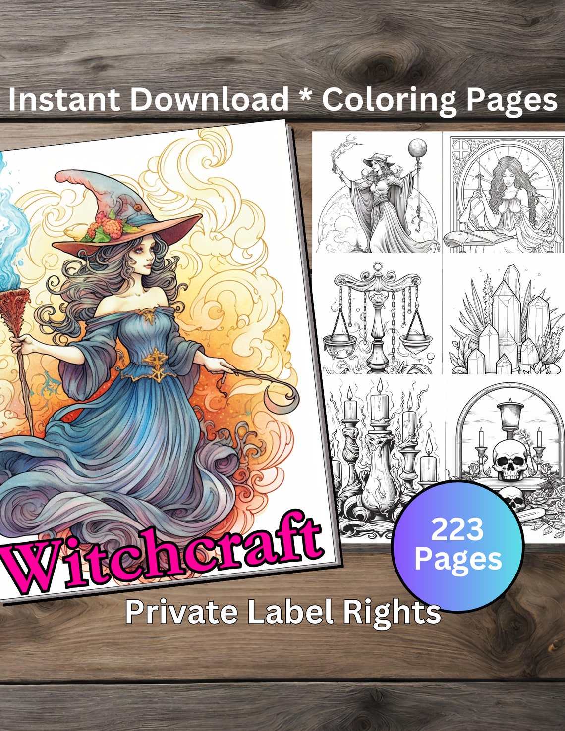 223 Witchcraft Coloring Book Pages Printable Edit in Canva PNG - Etsy