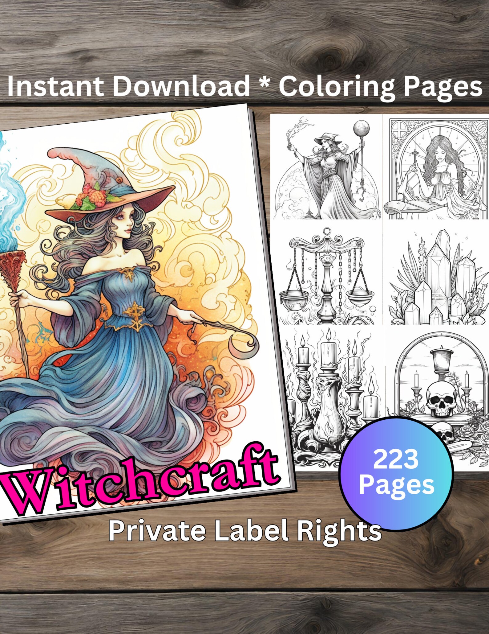 223 Witchcraft Coloring Book Pages Printable Edit in Canva PNG JPG PDF ...