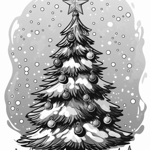 Christmas Trees Aesthetic Coloring Book Pages Plus 25 Cover Images ...