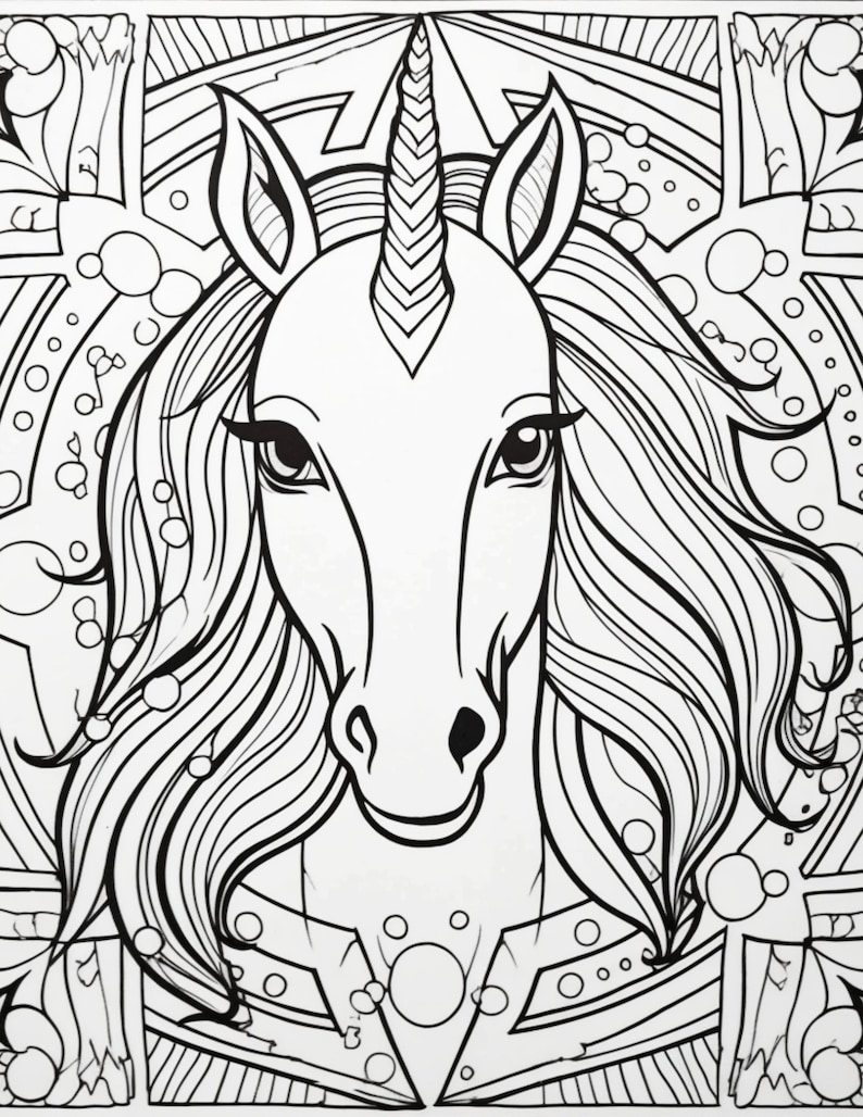 150 Magical Unicorns Coloring Book Pages Plus 6 Cover Images - Etsy