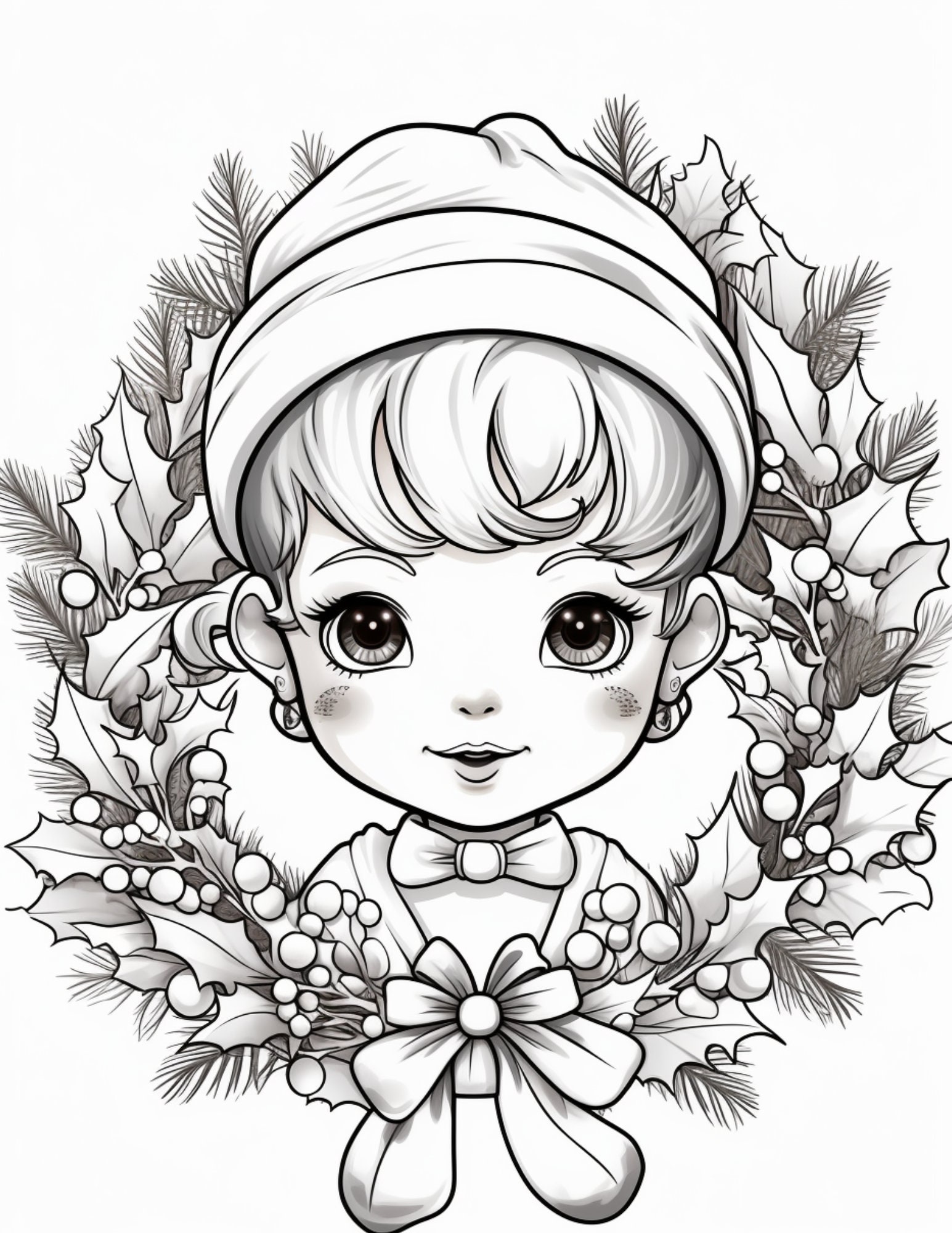 Christmas Wreaths Aesthetic Coloring Book Pages Plus 18 Cover Images ...