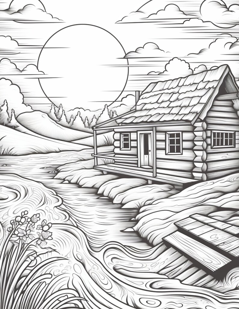 165 Cabin Coloring Book Pages Plus 14 Cover Images Printable Edit in ...