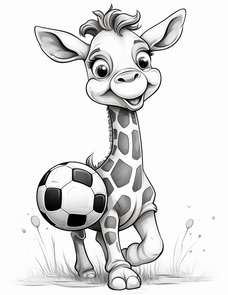 196 Kawaii Giraffes Kids Coloring Book Pages Amazon KDP Halloween ...