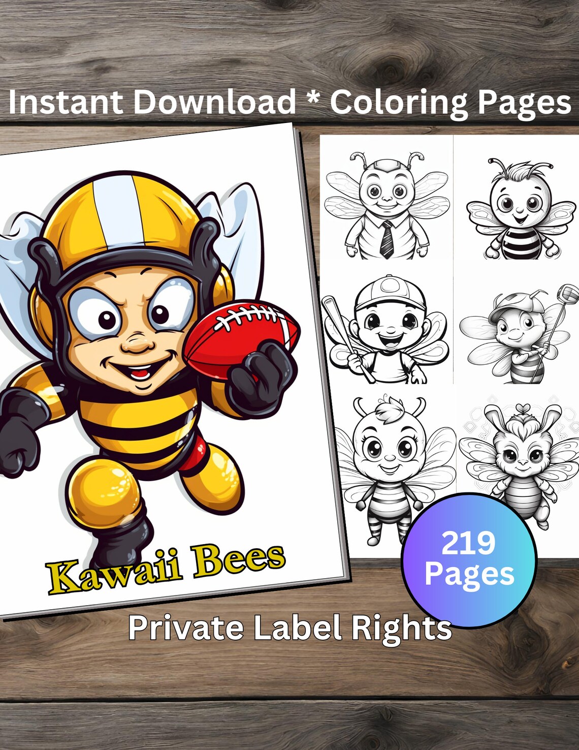 219 Cute Kawaii Bees Coloring Book Pages Amazon KDP Halloween - Etsy
