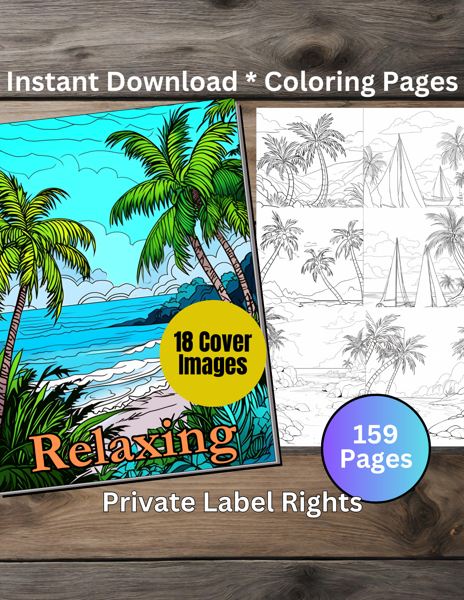 159 Relaxing Coloring Book Pages Plus 18 Cover Images Printable Edit in ...
