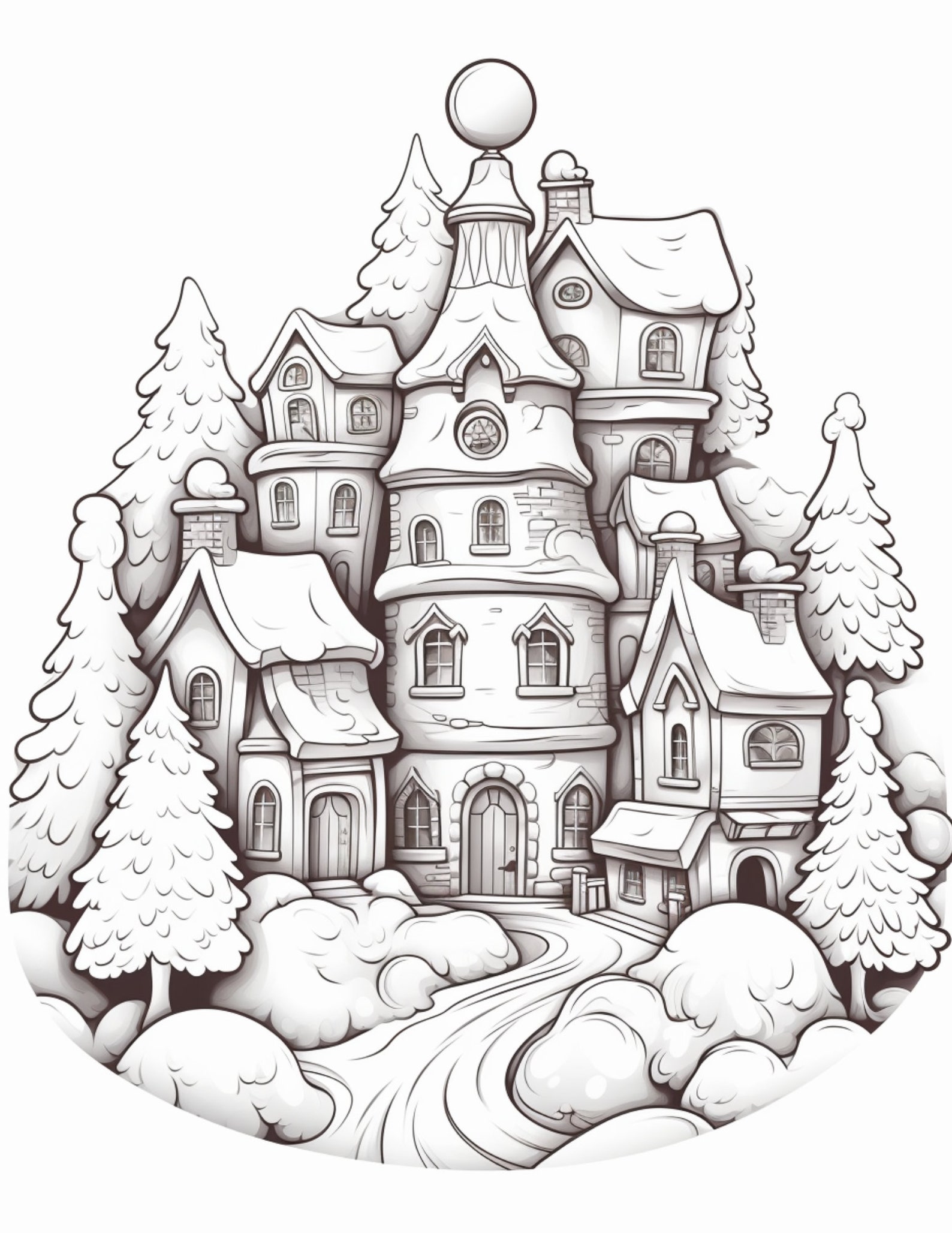 Christmas Houses Aesthetic Coloring Book Pages Plus 37 Cover Images ...
