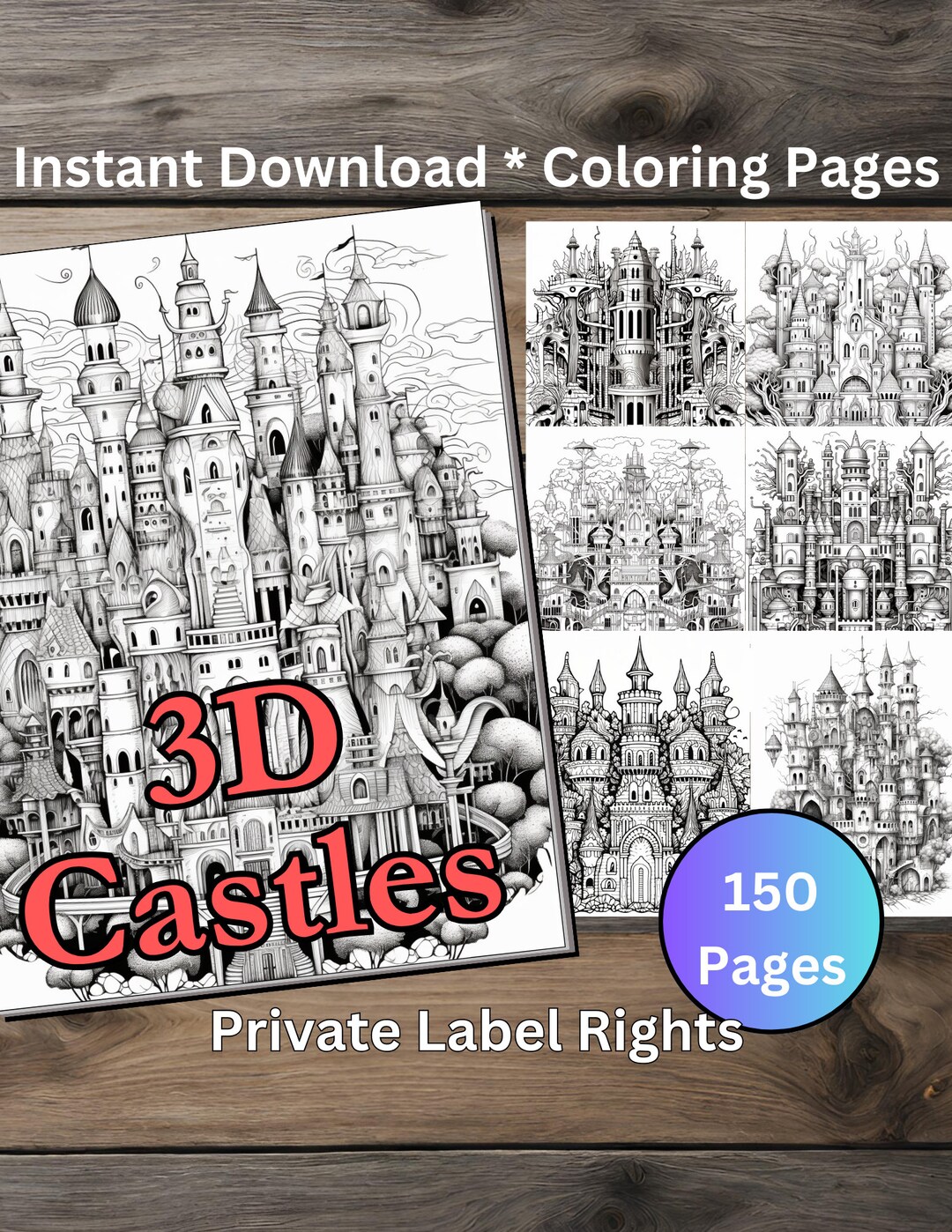 150 Castle Coloring Pages Amazon KDP Coloring Book Publishing Private ...