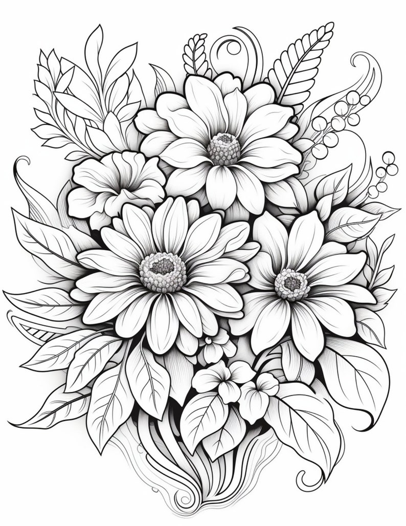 46 Floral Patterns Coloring Book Pages Printable Edit in Canva PNG JPG ...