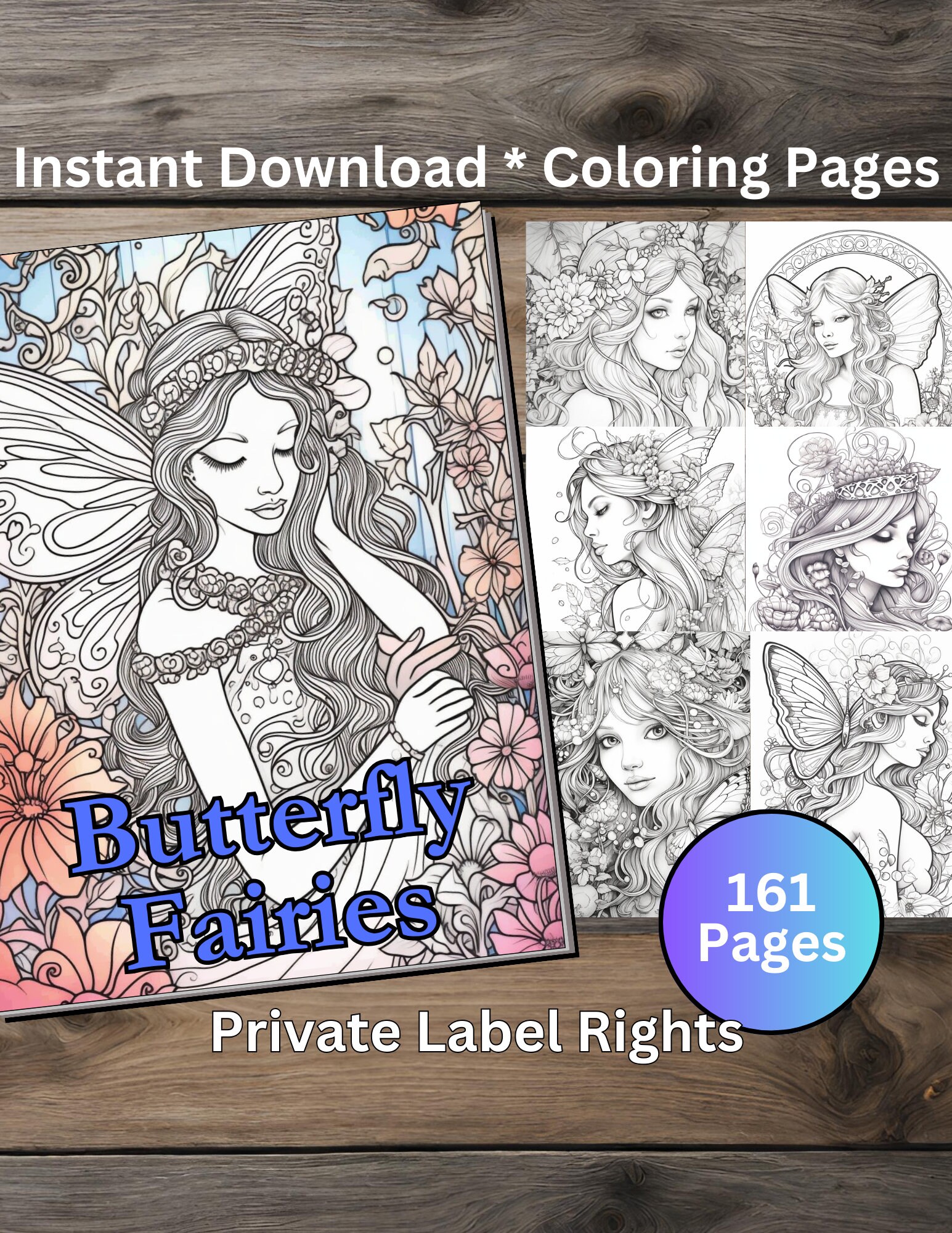 Fantasy Bundle 150 X 3 Coloring Pages PLR. Fairies, Castles, and Baby ...