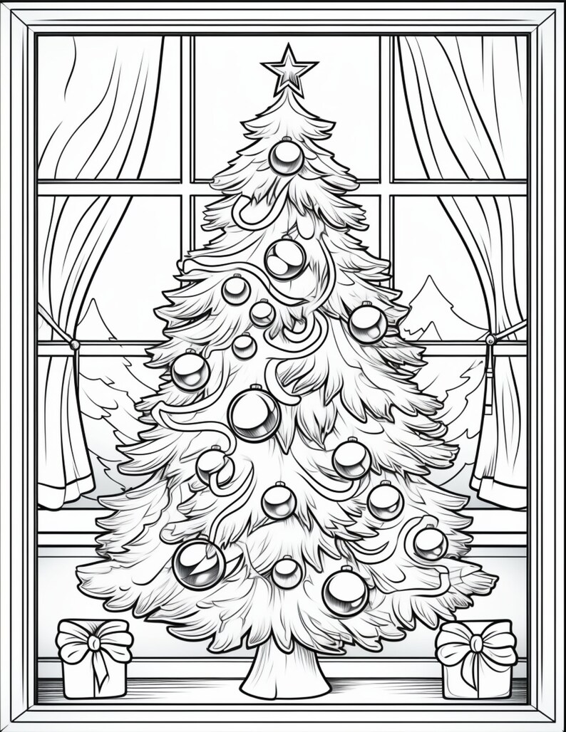 Christmas Trees Aesthetic Coloring Book Pages Plus 25 Cover Images ...