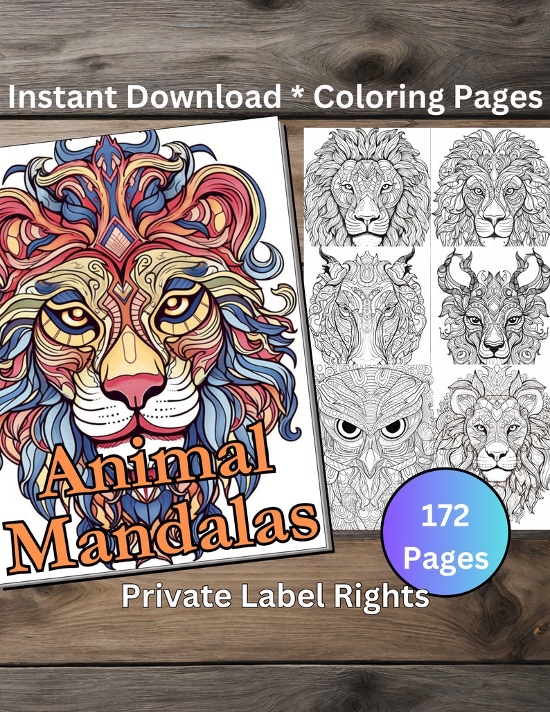 150 Animal Mandala Coloring Pages to Use or Sell Wall Art Templates ...