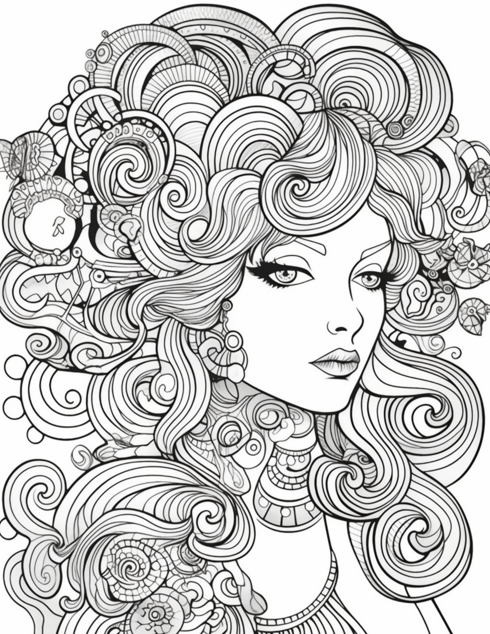 57 Hair Patterns Coloring Book Pages Printable Edit in Canva PNG JPG ...