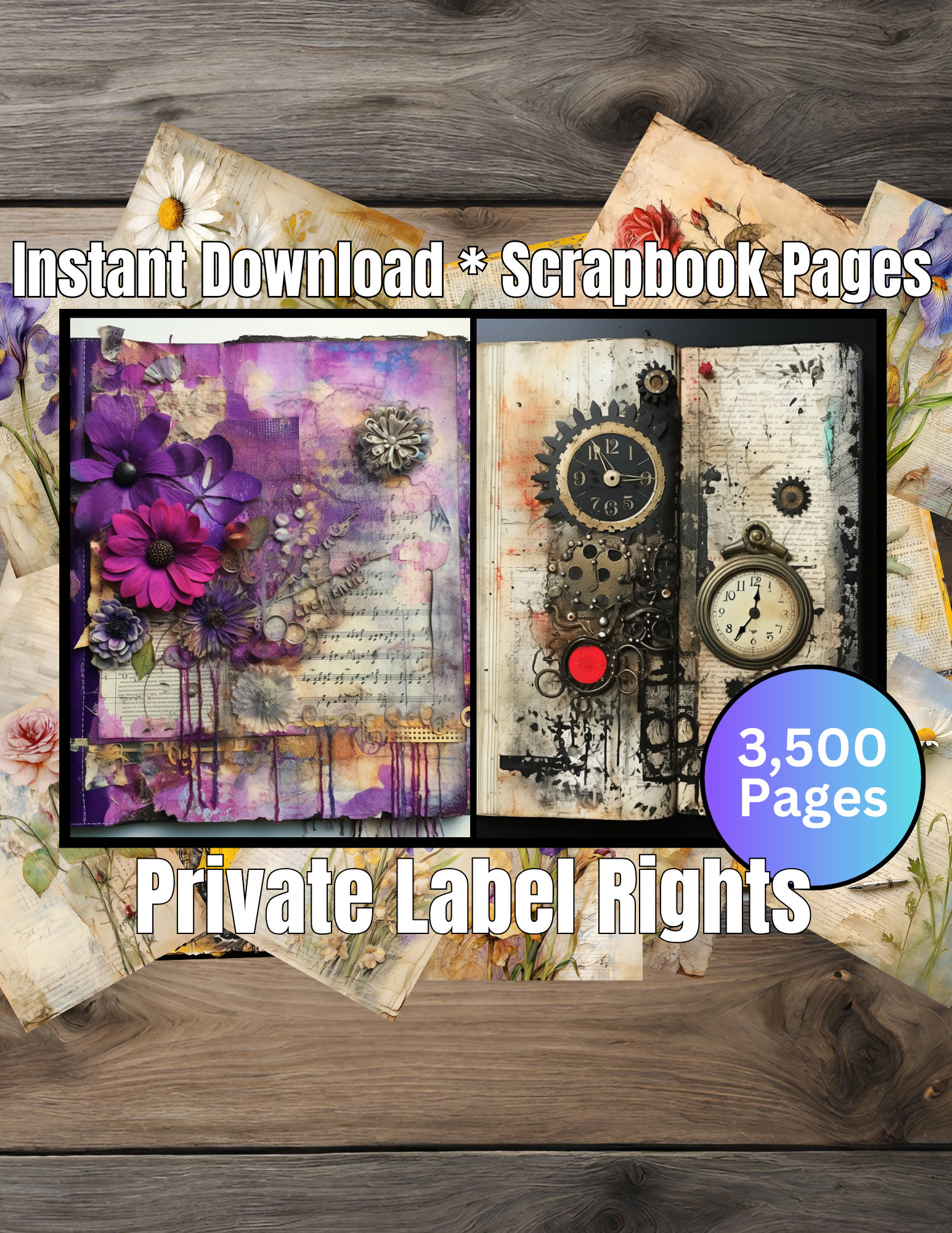 Junk Journal Bundle Scrapbook Kit Supplies Journaling Printable Pages ...