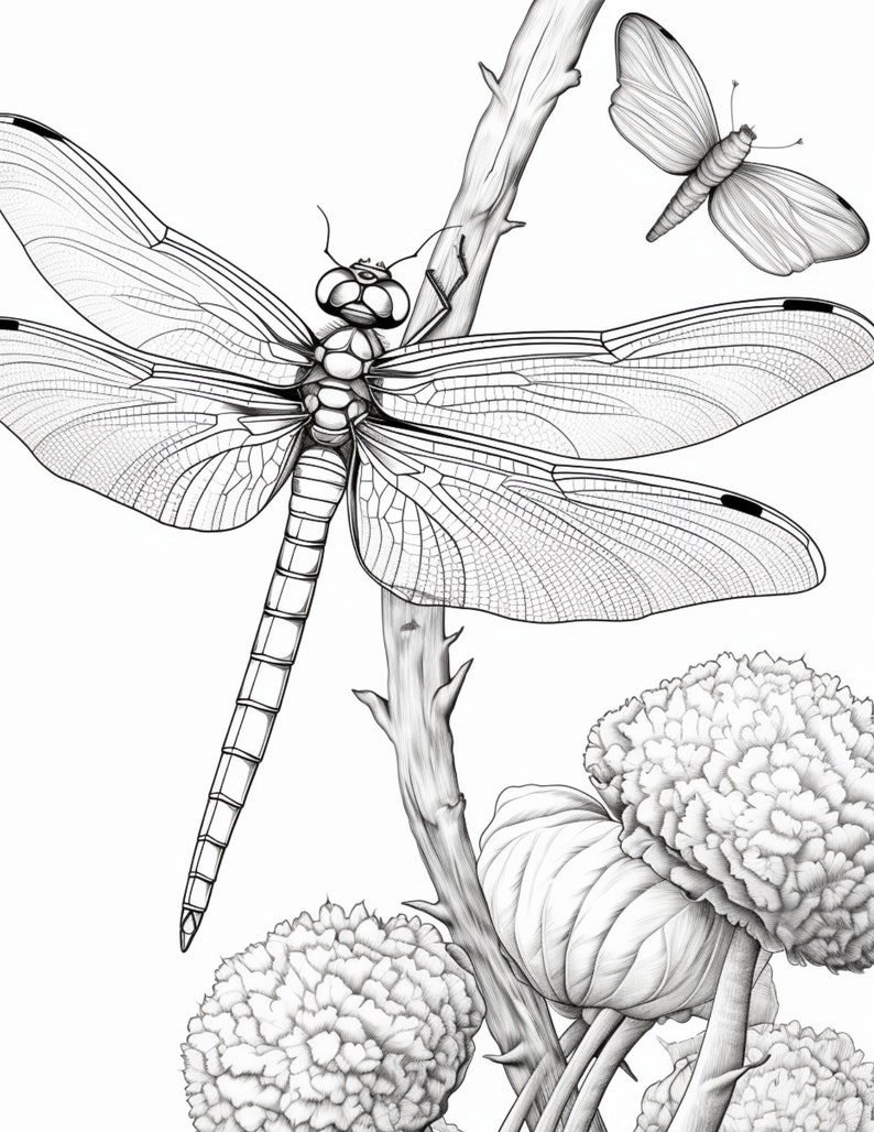 36 Dragonflies Coloring Book Pages Plus 2 Cover Images - Etsy
