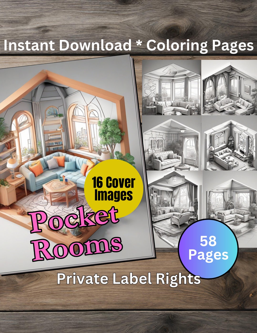 Pocket Rooms Aesthetic Isometric Coloring Book Pages Plus 16 Cover ...