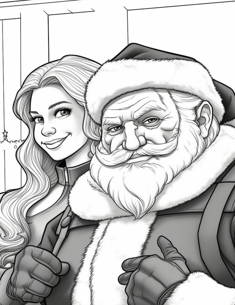 163 Santa Coloring Pages Printable Edit in Canva PNG JPG PDF Coloring ...